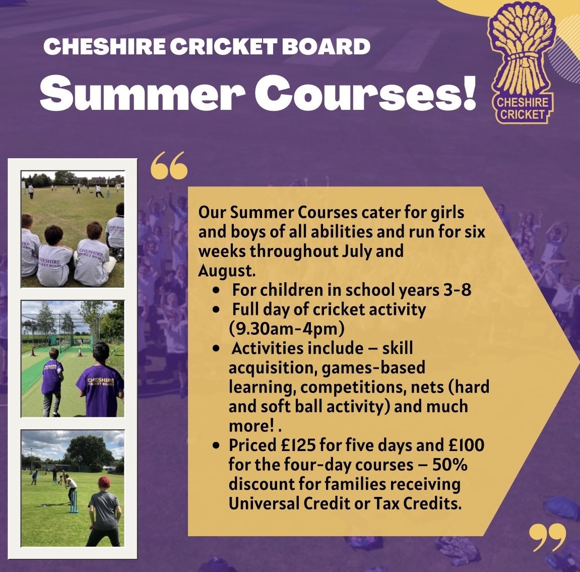Summer Courses for Boys & Girls | Cheshire Cricket Board